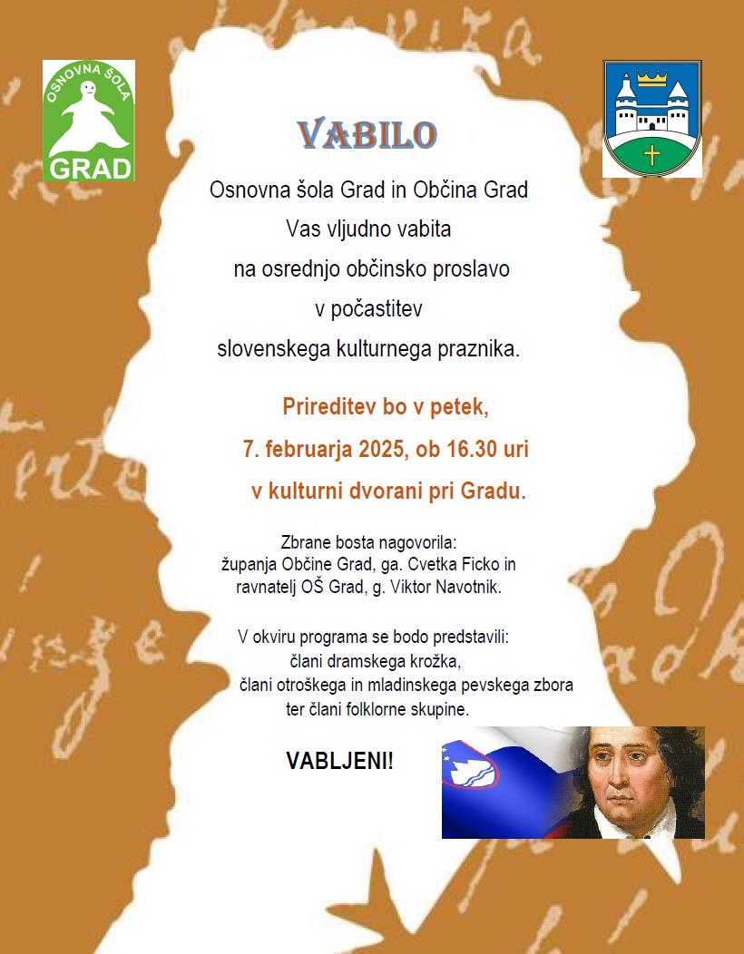 VABILO - OBČINSKA PROSLAVA OB SLOVENSKEM KULTURNEM PRAZNIKU - obcina ...